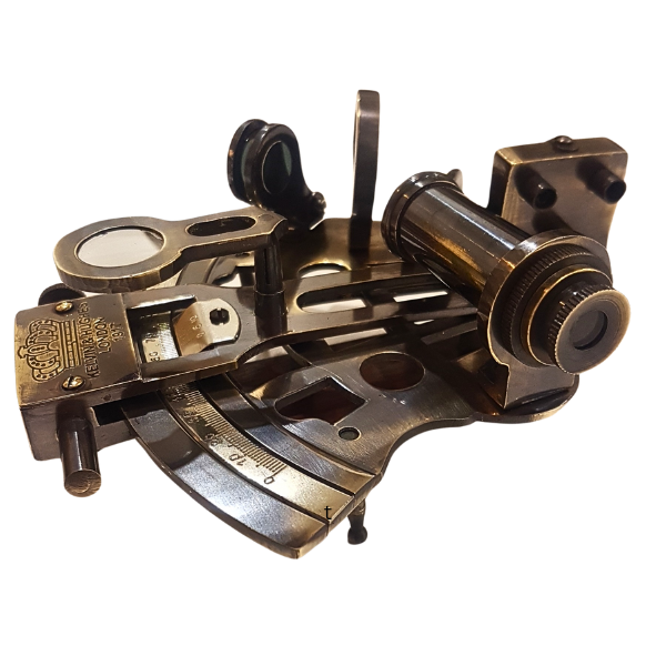 Antique Style Brass Navigation Sextant In Wooden Box With Glass Lid ...