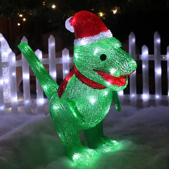 Fierce Green Christmas LED Acrylic T Rex Dinosaur Indoor Or Outdoor Us ...