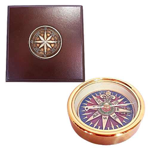 The Rose Star Brass Compass In Wooden Box – Greenmantle Gifts