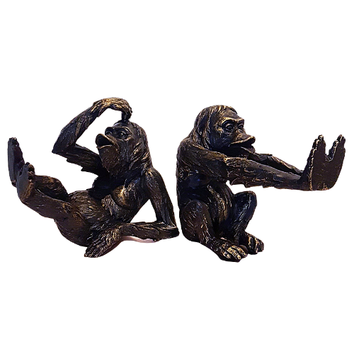 Gorilla Me Happy Cold Cast Bronze Gorilla Bookends – Greenmantle Gifts